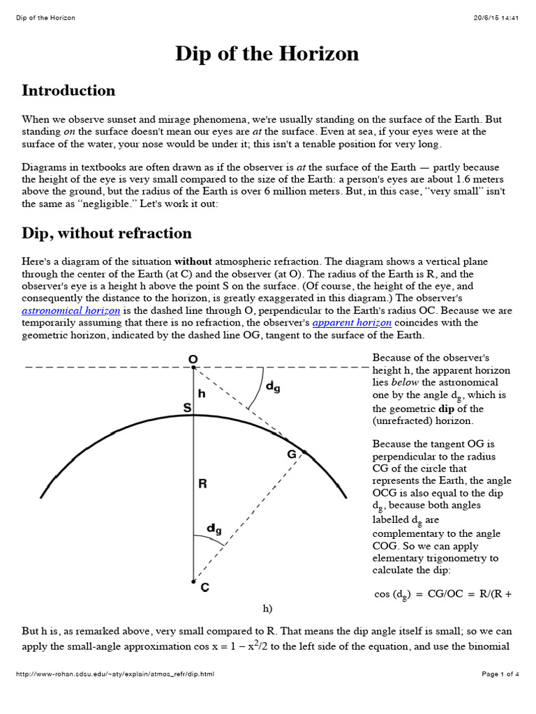 Dip of the Horizon | PDF | Horizon