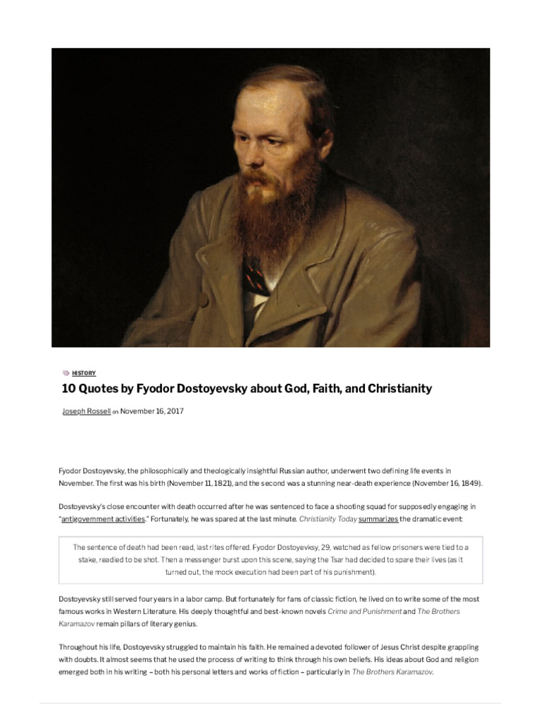 10 Quotes by Fyodor Dostoyevsky About God, Faith, and Christianity ...