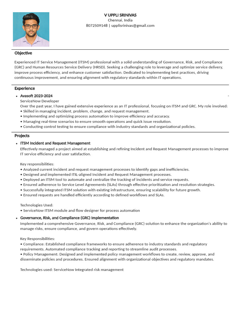 ITSM and GRC Specialist Resume | PDF | Regulatory Compliance | It ...
