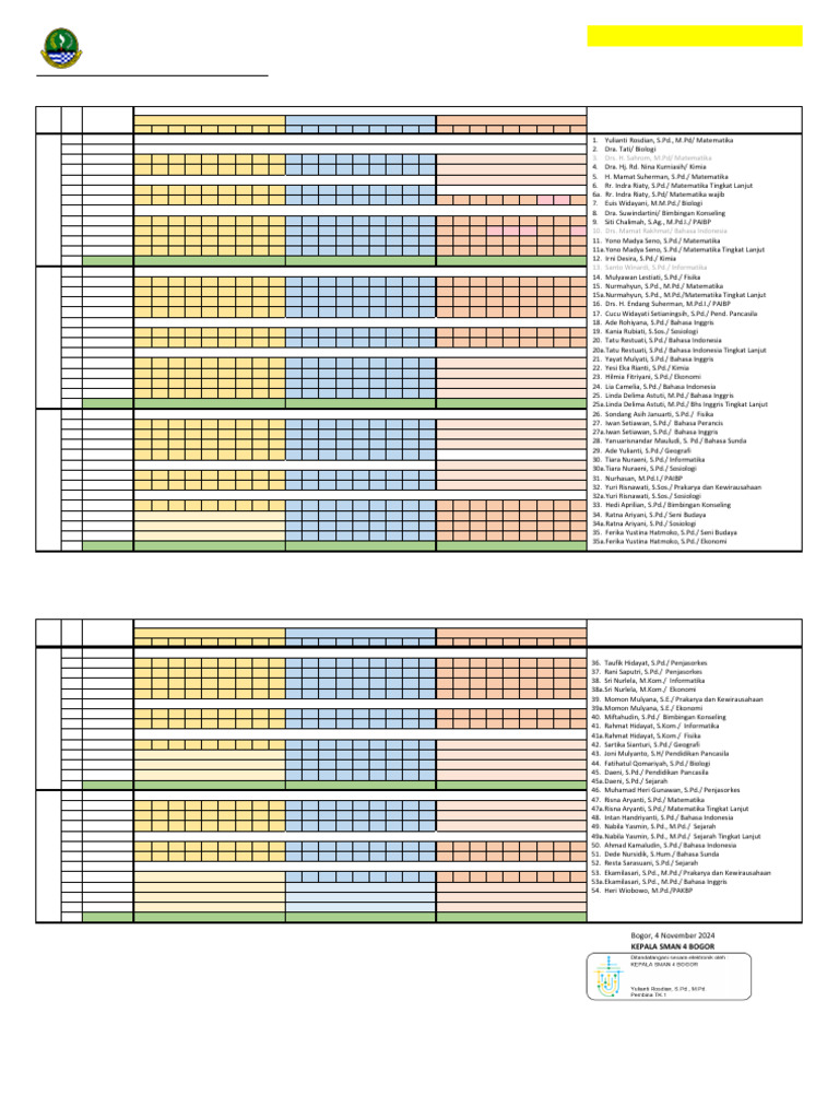 Update Jadwal 4 November 2024 - Sem1 - 2425 | PDF