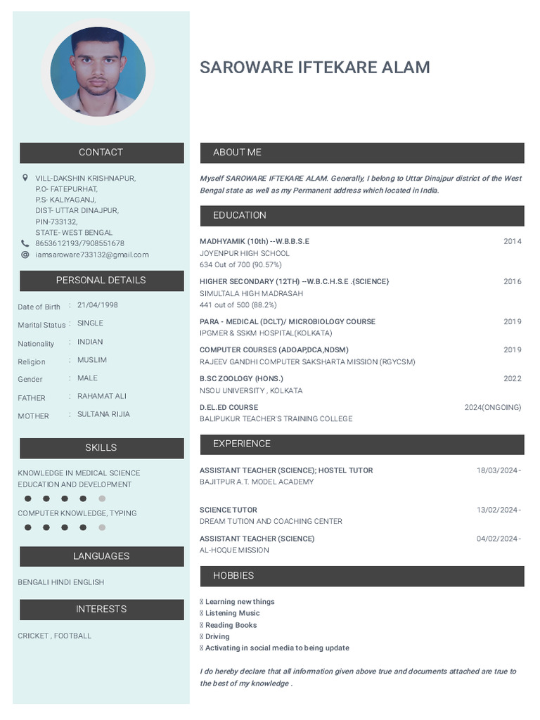 Saroware Iftekare Alam Resume | PDF