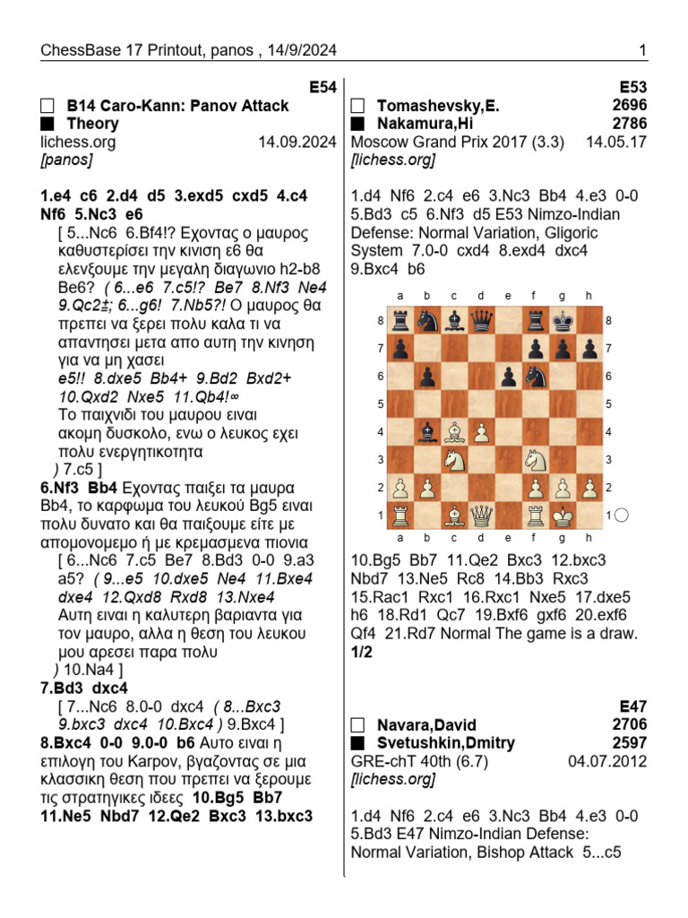 Panov Attack in Caro-Kann Defense | PDF | Chess | Chess Theory