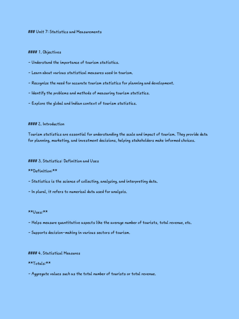 Unit 7 - Statist-WPS Office | PDF | Statistics | Tourism