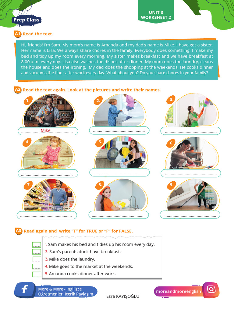 English Chores Worksheet | PDF