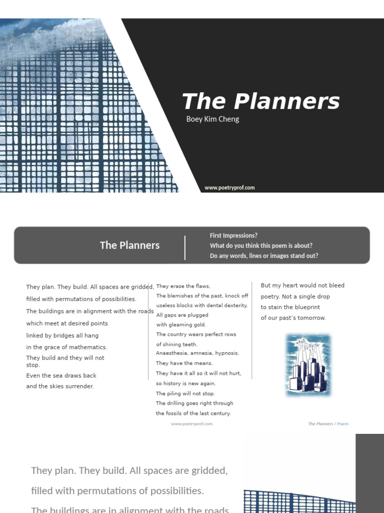 The Planners - Annotated | PDF | Poetry | Rhyme