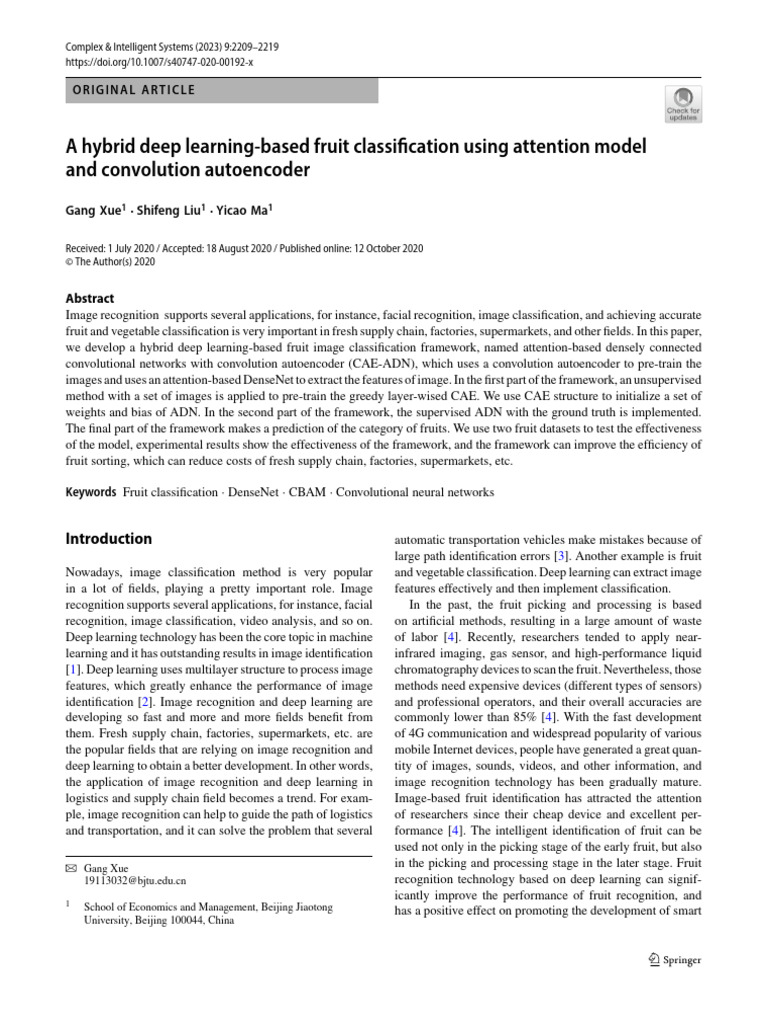 A Hybrid Deep Learning-Based Fruit Classification Using Attentionmodel | PDF | Deep Learning ...
