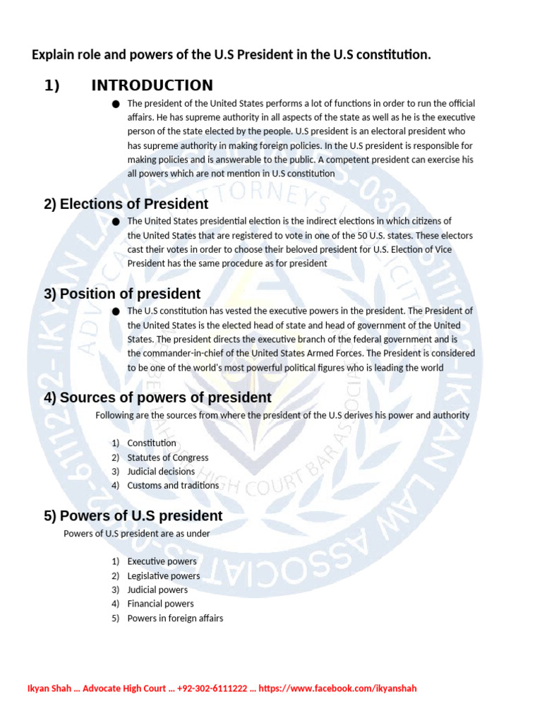 Powers of American Persident | PDF | Presidents Of The United States ...