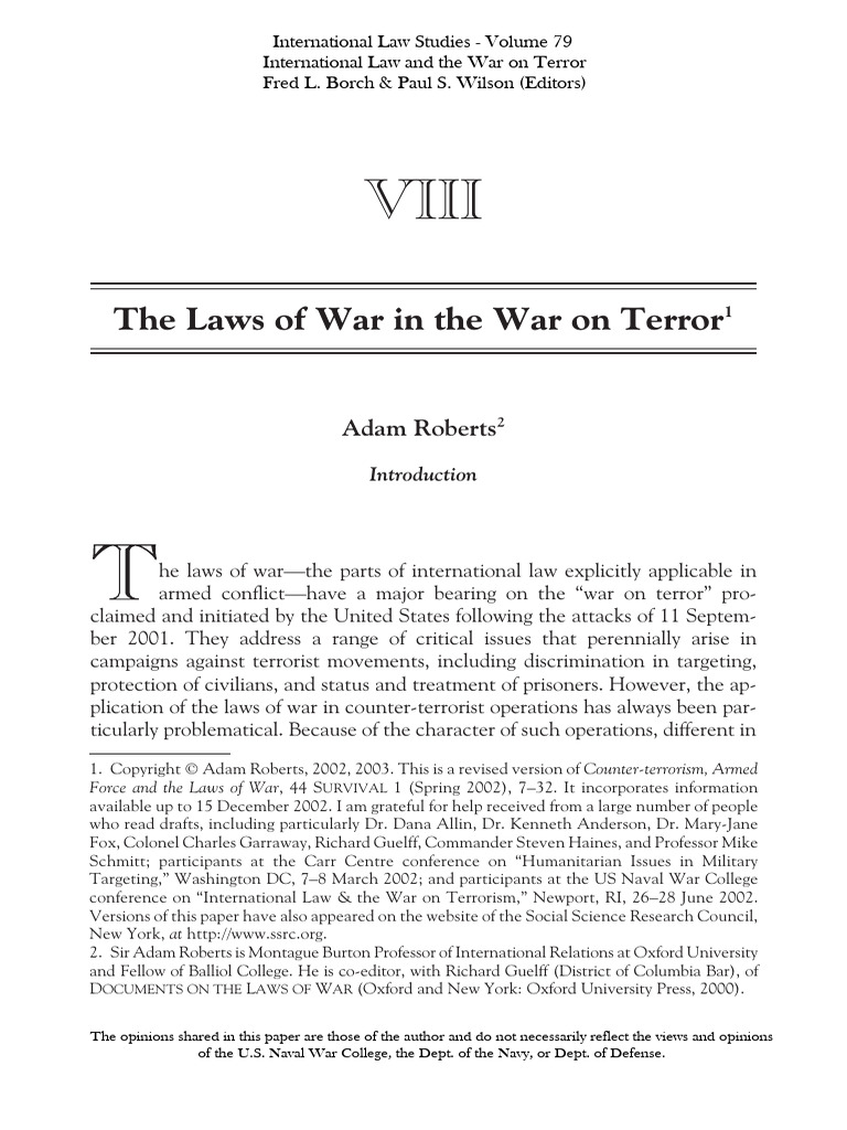 The Laws of War in The War On Terror | PDF | Geneva Conventions | Law ...