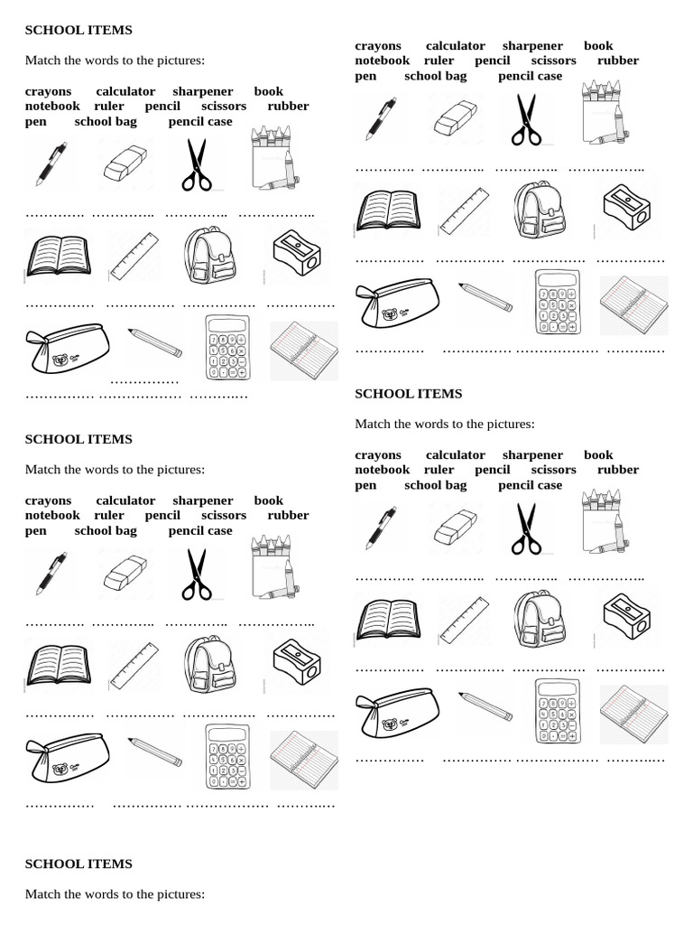 School Items Klasa 4 Starter | PDF