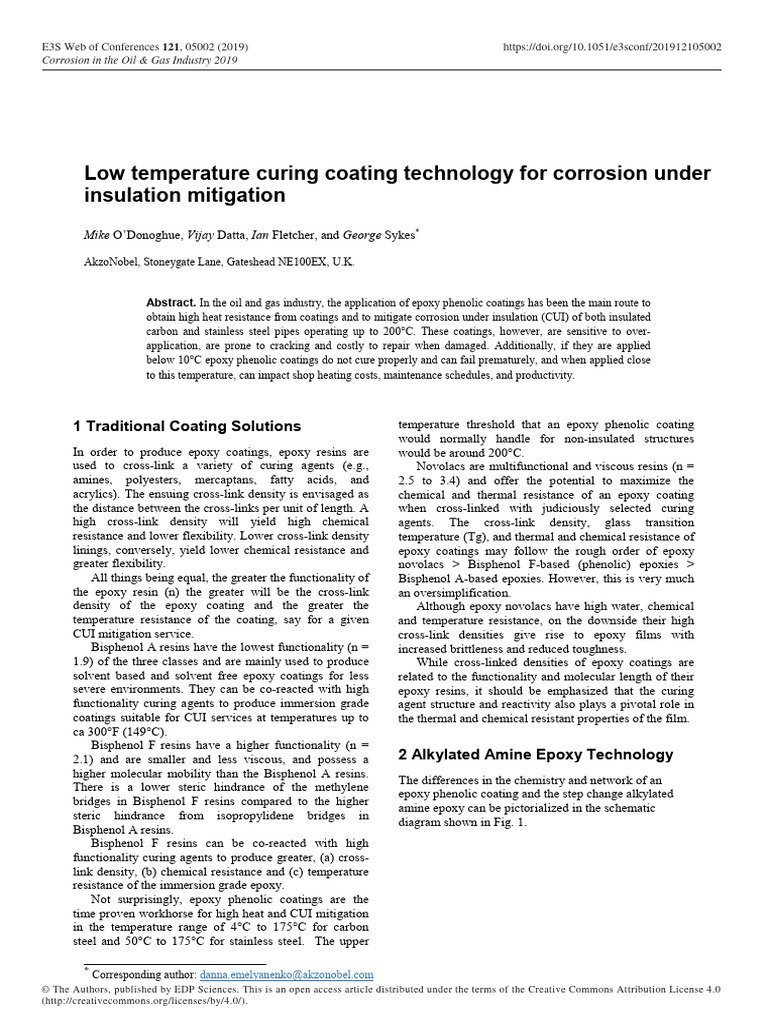Low Temperature Curing Coating Technology For Corr | PDF | Epoxy ...