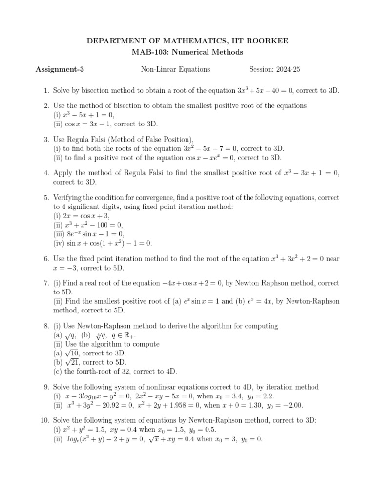 Assignment 3 (MAB-103) | PDF | Algorithms | Mathematical Relations