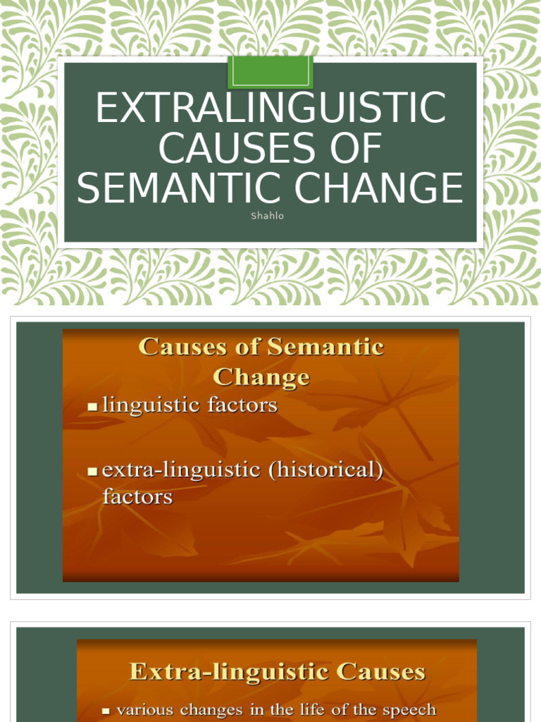 Extralinguistic Factors in Semantic Change | PDF