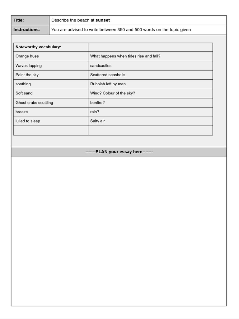 Sunset Beach Description Essay | PDF | Foreign Language Studies | Home ...