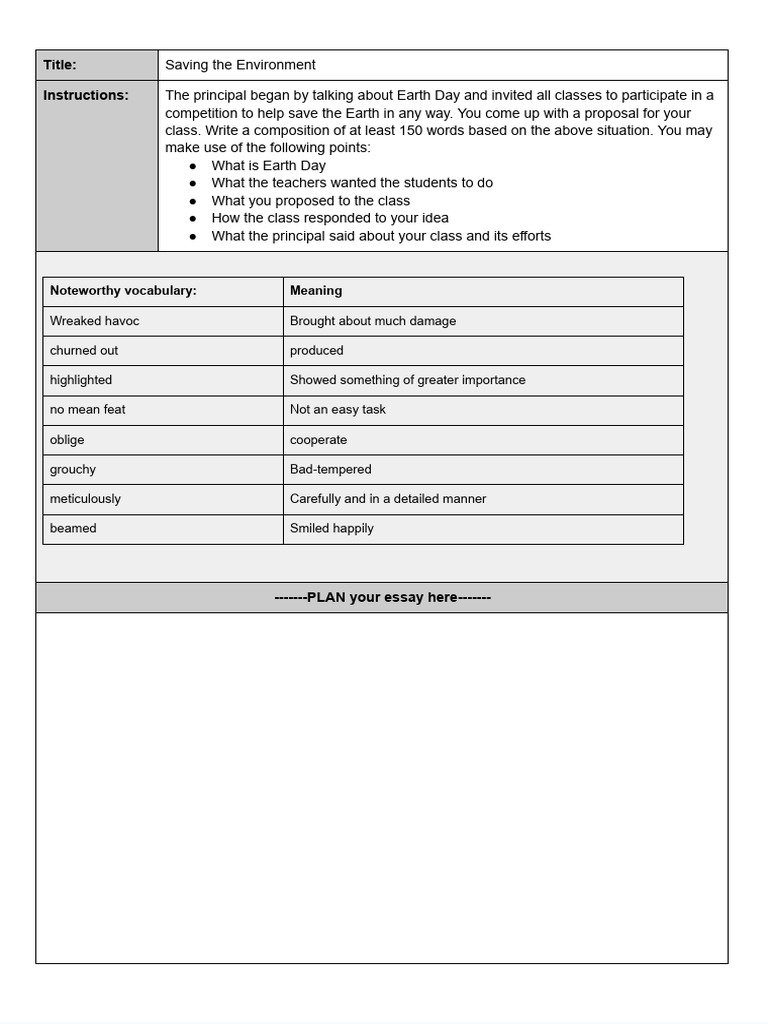 Earth Day Class Challenge | PDF