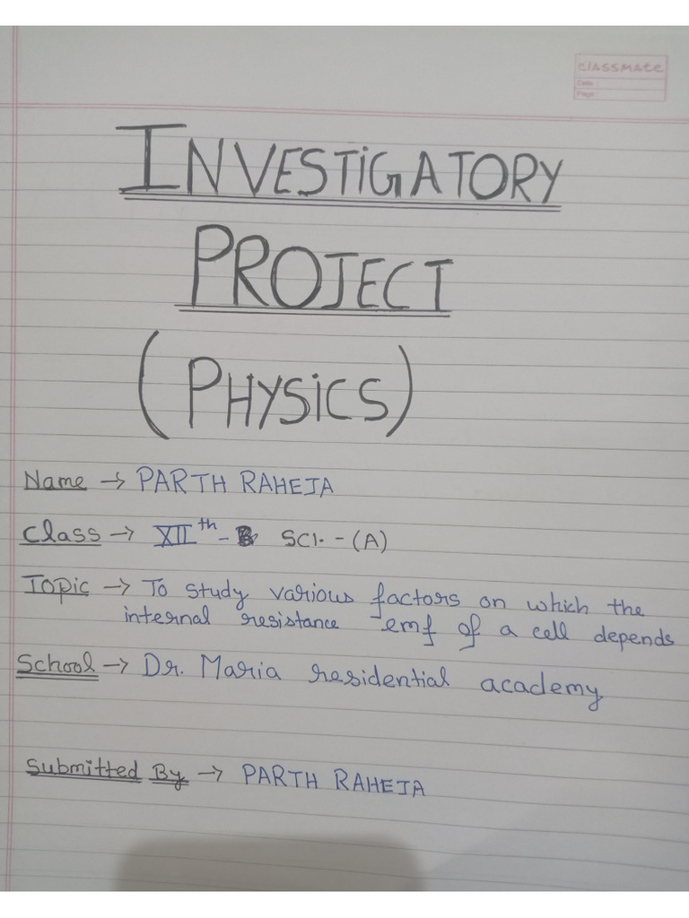 Investigatory File (Physics) | PDF