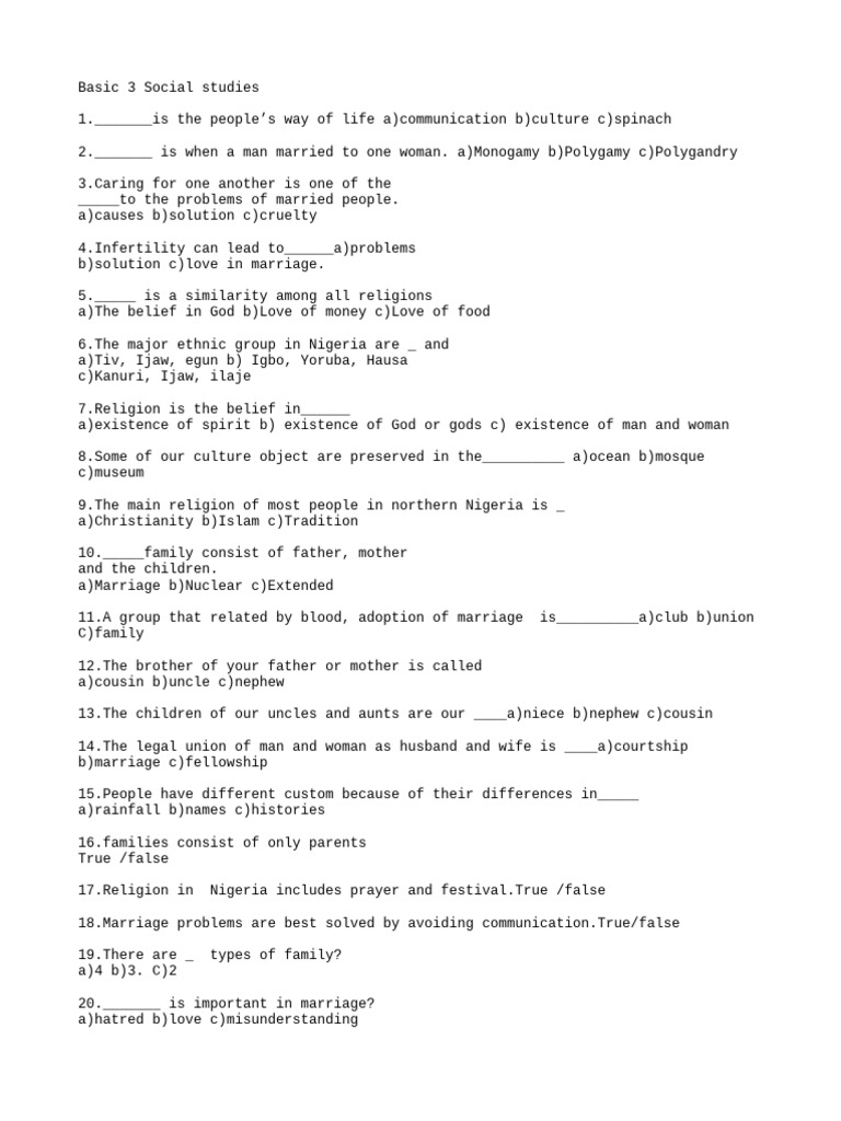 Basic 3 SOCIAL Studies | PDF | Wellness