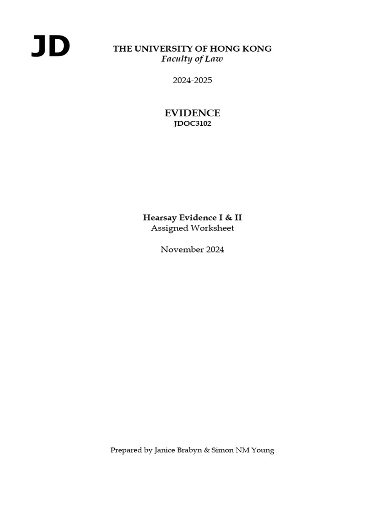 JD Evidence Hearsay Worksheet | PDF | Hearsay | Common Law