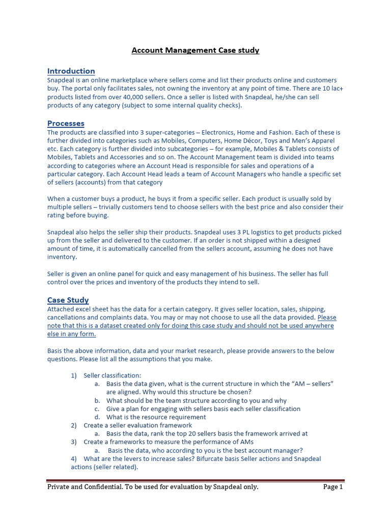 Case Study - Account Management v1.0 | PDF | Inventory | Business