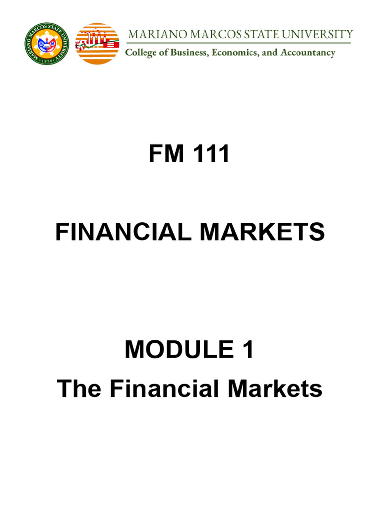 FM111 Module 1 Revised | PDF | Financial Markets | Securities (Finance)