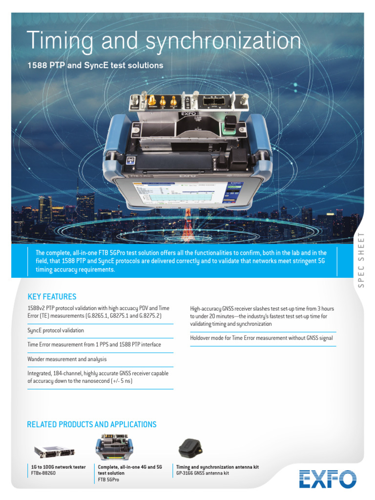 Exfo Spec-Sheet Timing-And-Synchronization v1d en | PDF | Accuracy And Precision | Computing