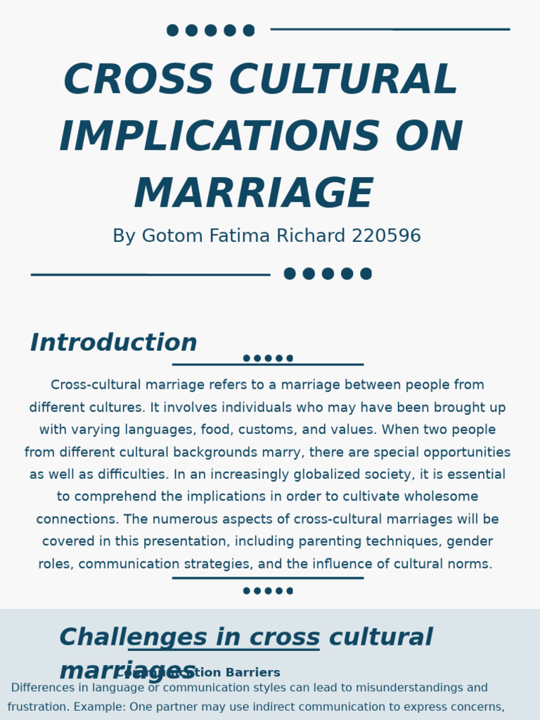 Cross Cultural Presentation | PDF | Marriage | Family