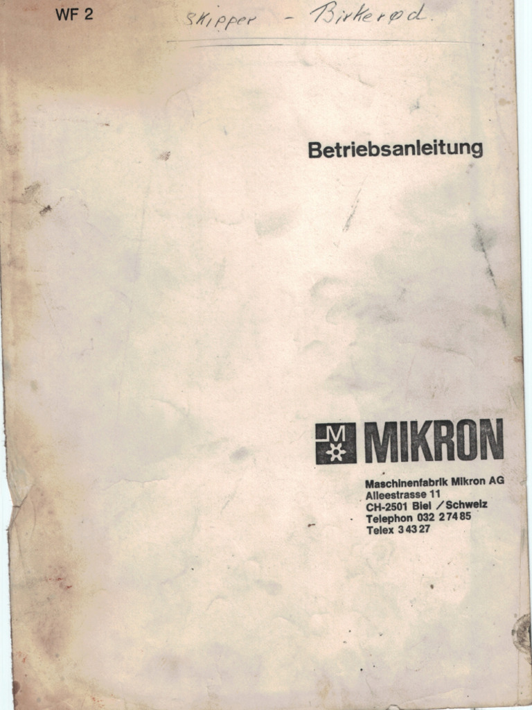 Mikron WF2 | PDF
