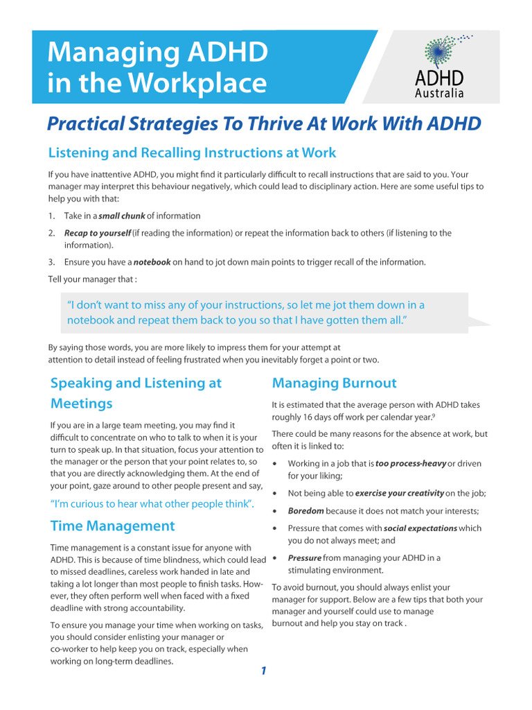 ADHD Workplace Practical Strategies 202007 v1.1 Web | PDF