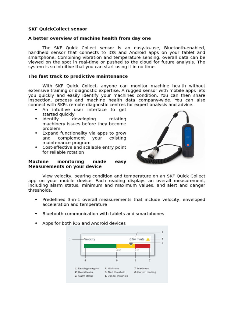 SKF Quick Collect Sensor | PDF | Bearing (Mechanical) | Machines