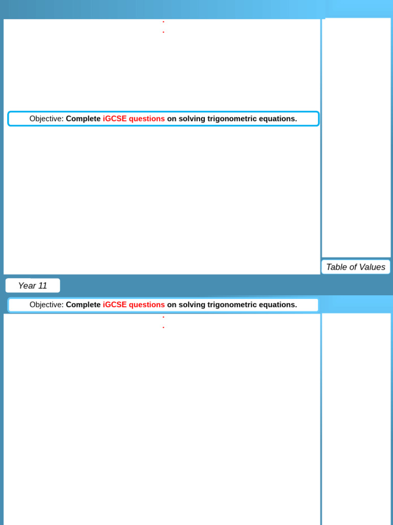 Year 11 - Trig Equations IGCSE Questions | PDF | Trigonometry | Equations