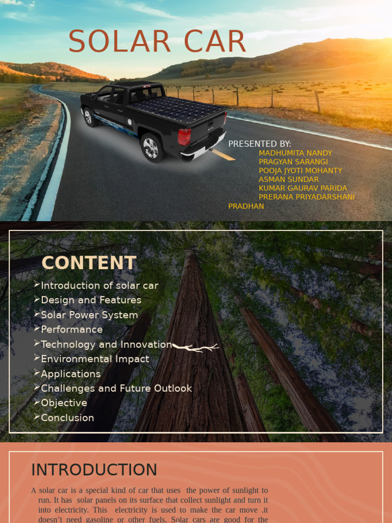 Solar Car Presentation | PDF | Sustainable Transport | Efficient Energy Use