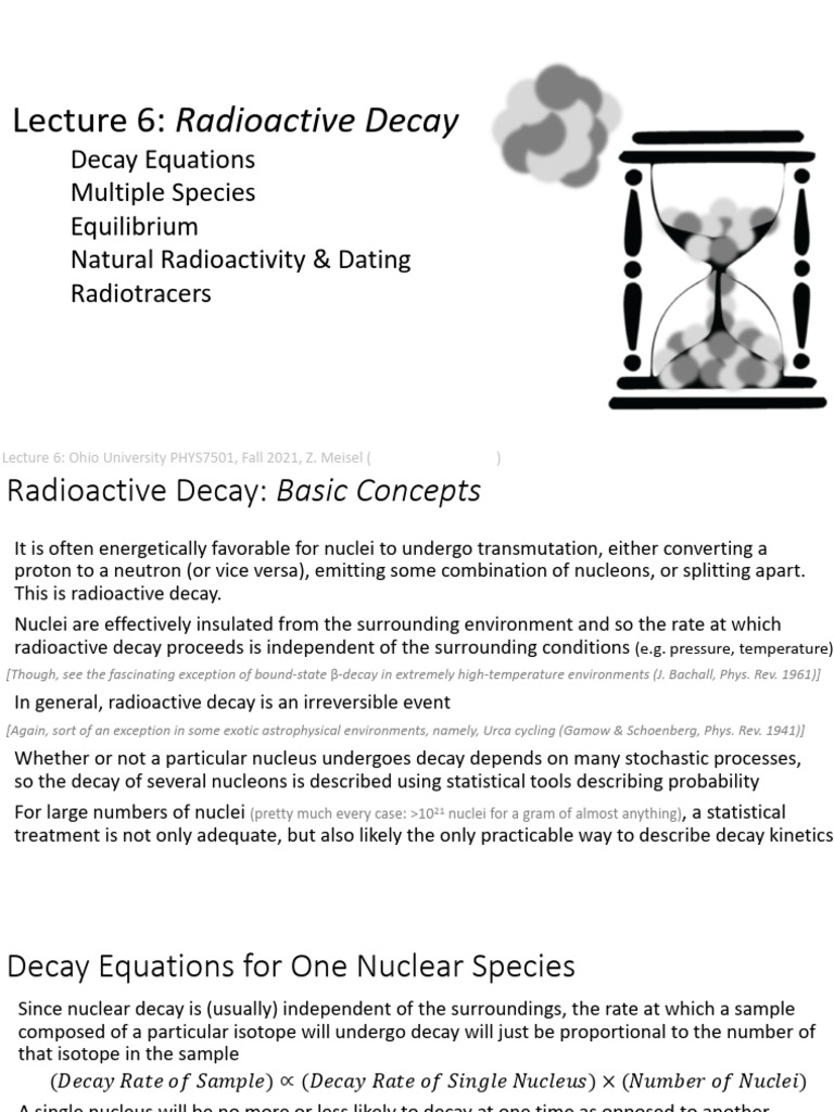 Lecture6 RadioactiveDecay PHYS7501 F2021 ZM | PDF | Radioactive Decay ...
