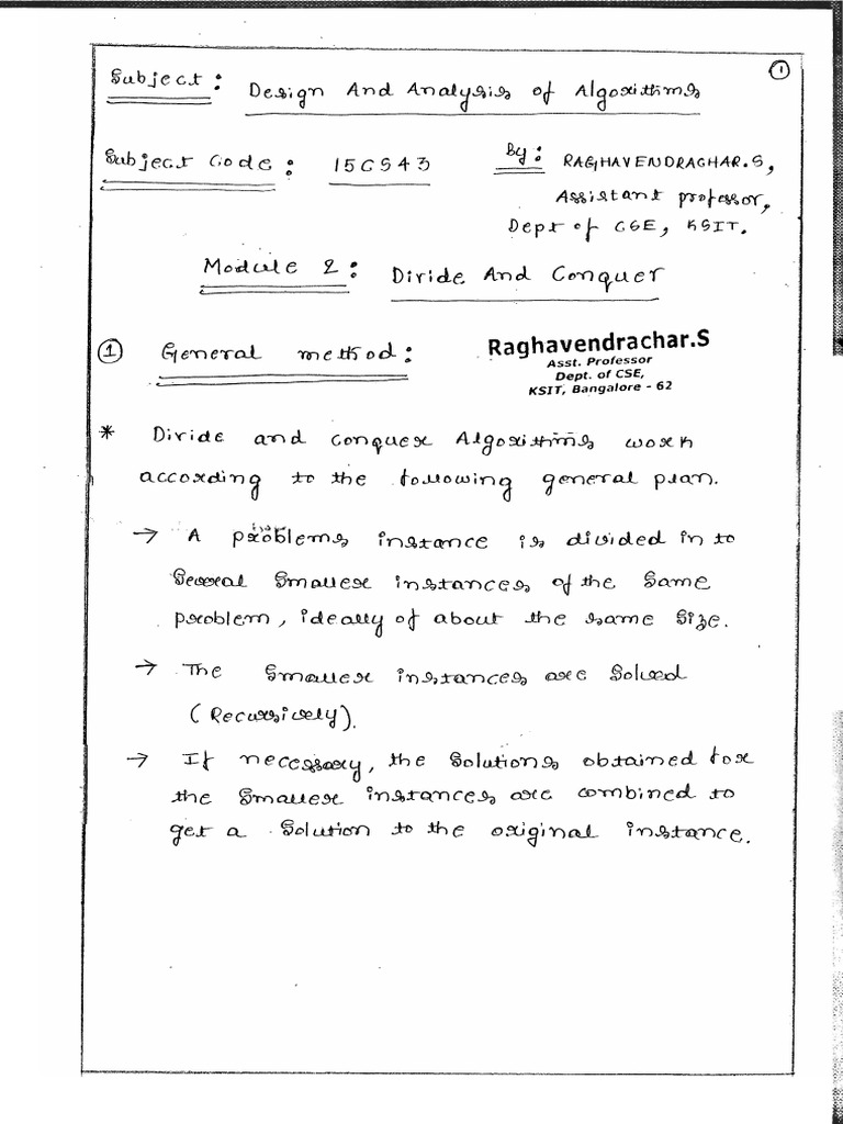Daa (15cs43) Module2 | PDF