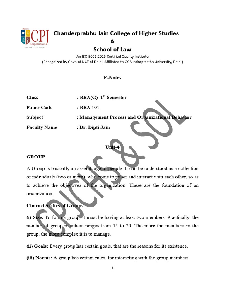 BBA MPOB 101 Unit 4 Enotes | PDF | Iso 9000 | Goal