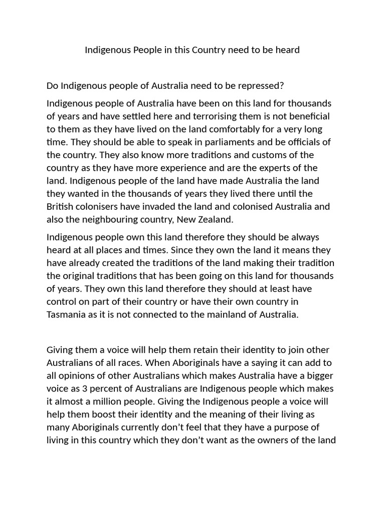 Indigenous People in This Country Need To Be Heard | PDF | Indigenous ...