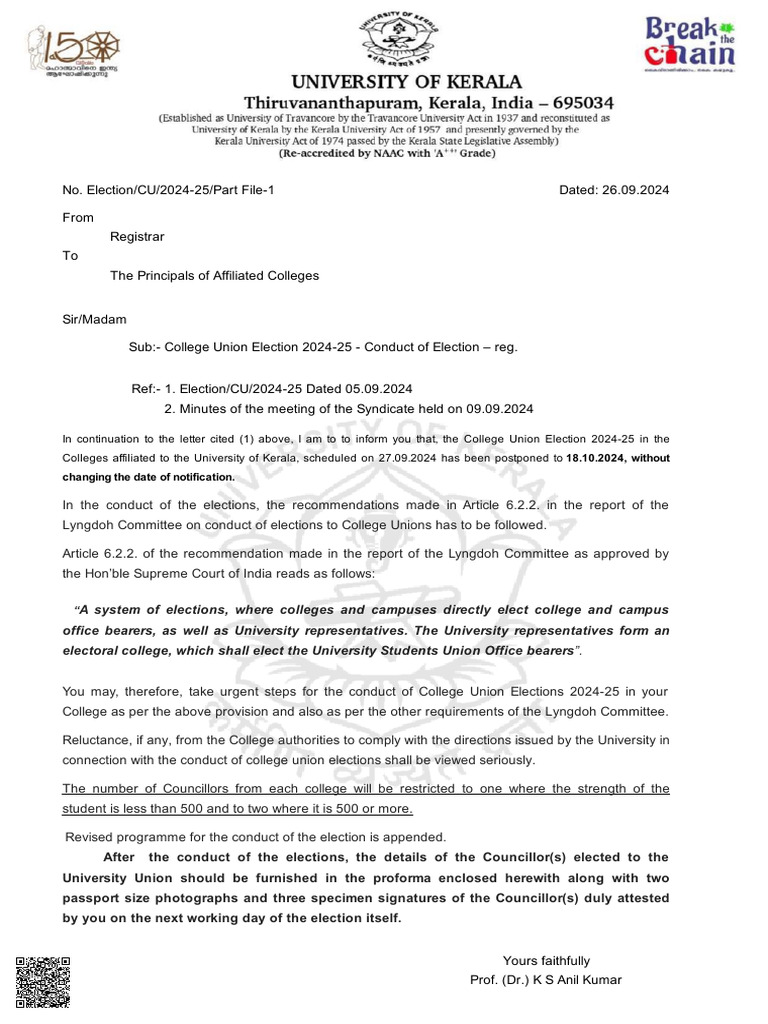 Letter - Revised Programme Schedule | PDF | Government | Justice