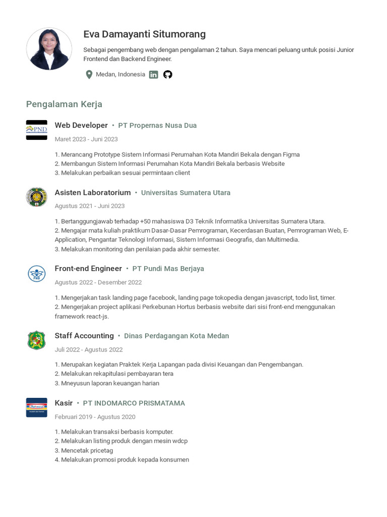 CV - Eva Damayanti Situmorang | PDF