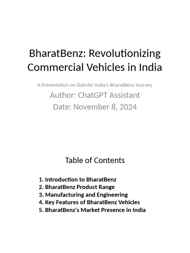BharatBenz Presentation | PDF