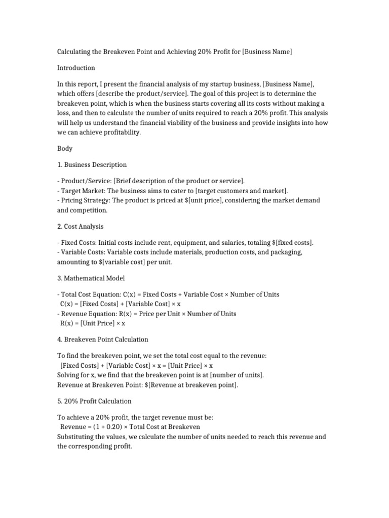 Project Report Example | PDF | Business | Economics