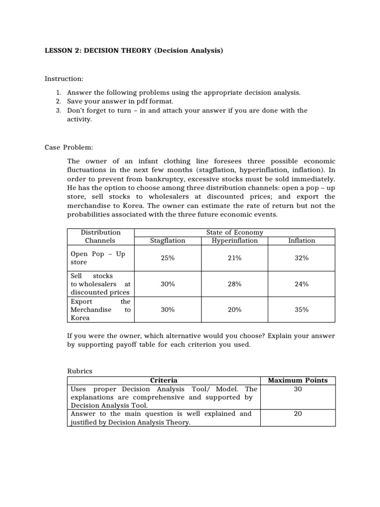 Activity 2-Decision Analysis | PDF
