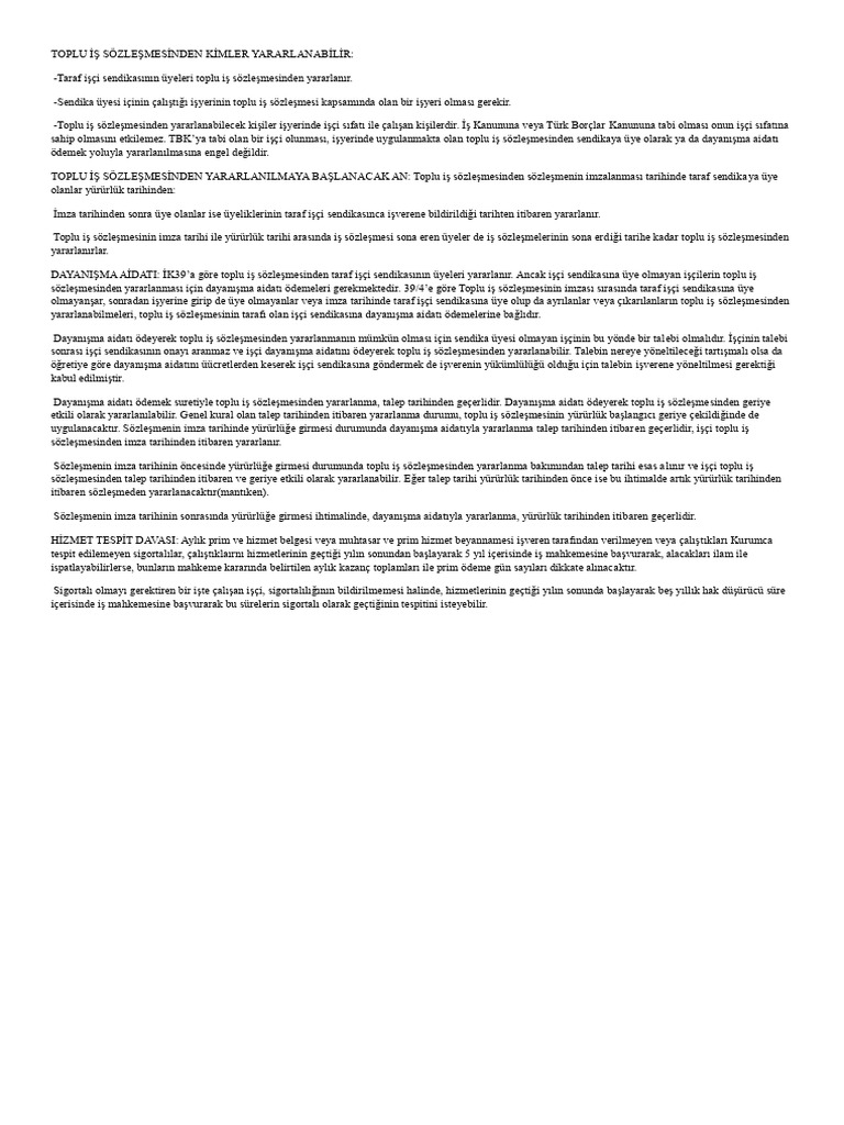 Toplu İş Sözleşmesi̇nden Yararlanma | PDF