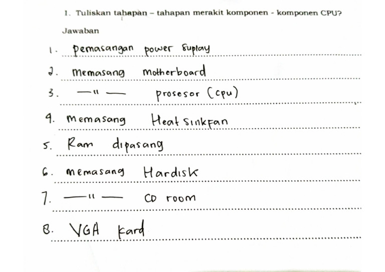 Tahapan Merakit Komponen Cpu | PDF