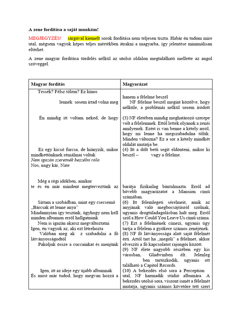 NF - Intro 3 - Fordítás Magyarázattal | PDF