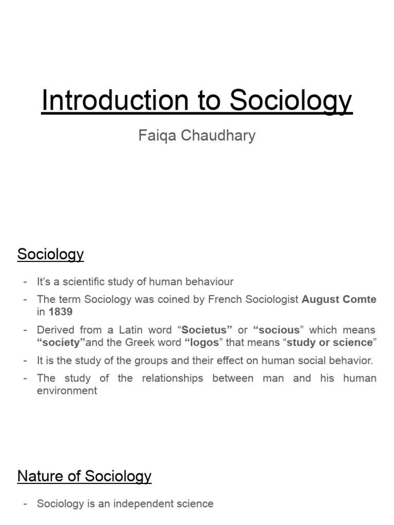 Introduction To Sociology | PDF | Sociology | Society
