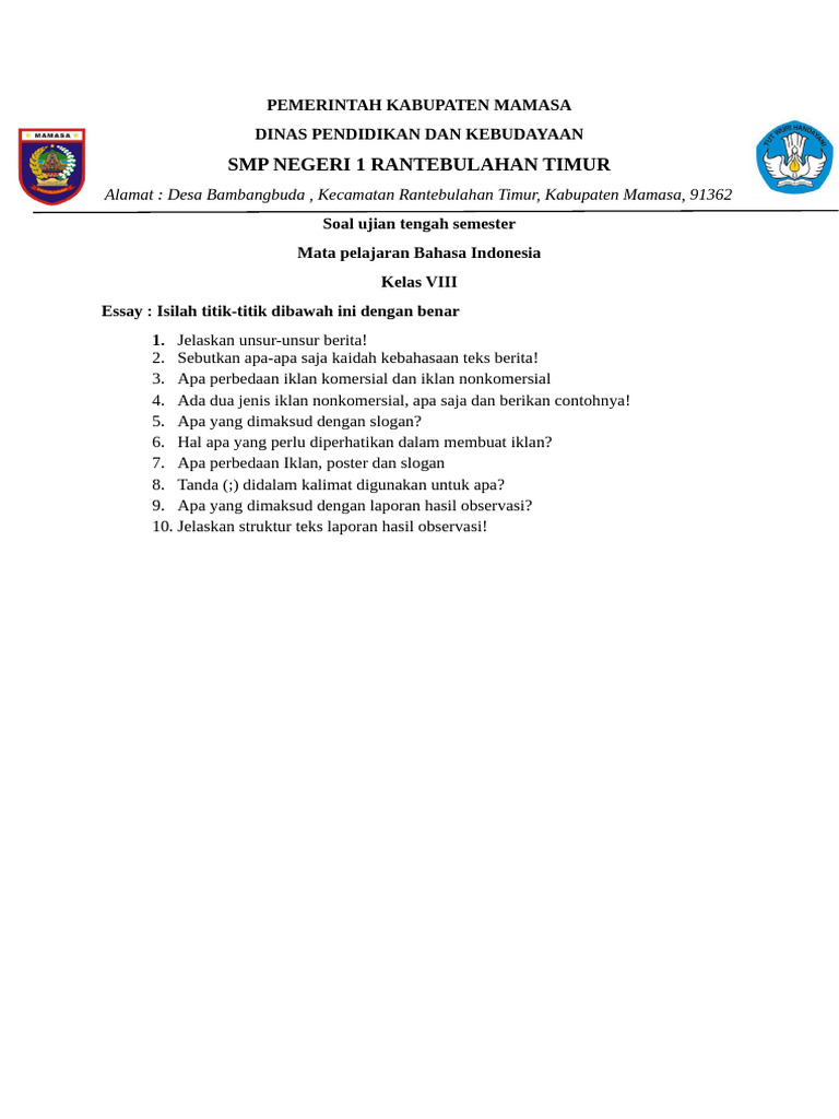 8 UTS Bahasa Indonesia | PDF | Karier & Perkembangan