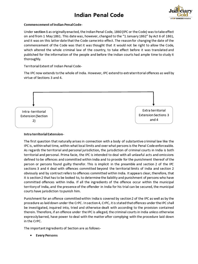 Indian Penal Code Sections 1, 2, 3, 4, and 53535907 | PDF | Crimes ...