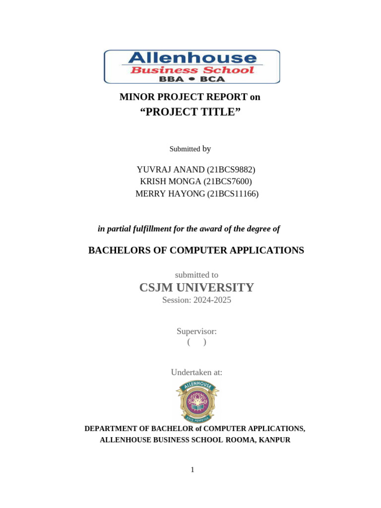 BCA - Minor Project Report | PDF | Computing