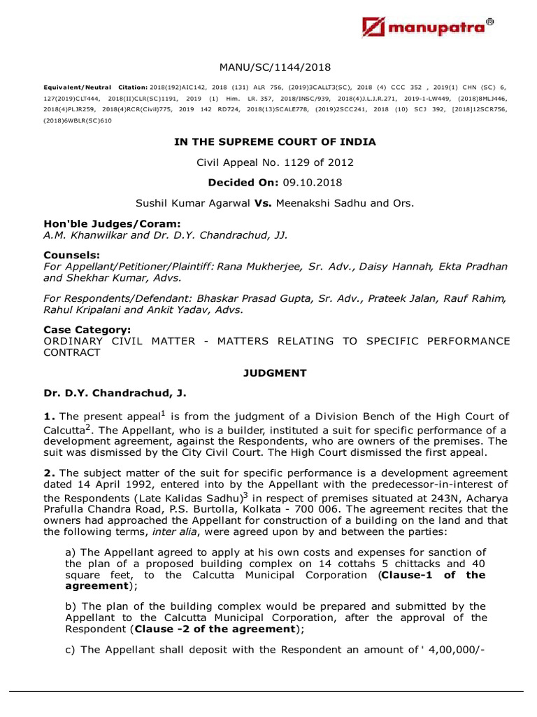 Sushil Kumar AgarwalvsMeenakshi Sadhu | PDF | Legal Remedy | Lawsuit