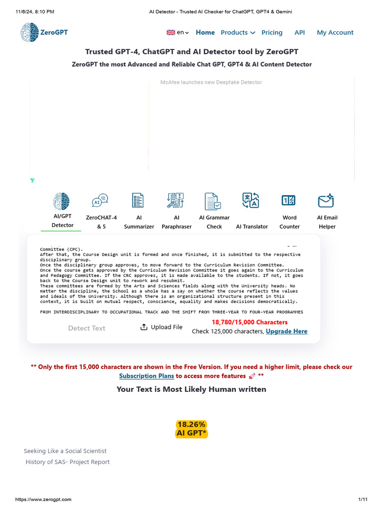 AI Detector - Trusted AI Checker For ChatGPT, GPT4 & Gemini | PDF | Artificial Intelligence ...