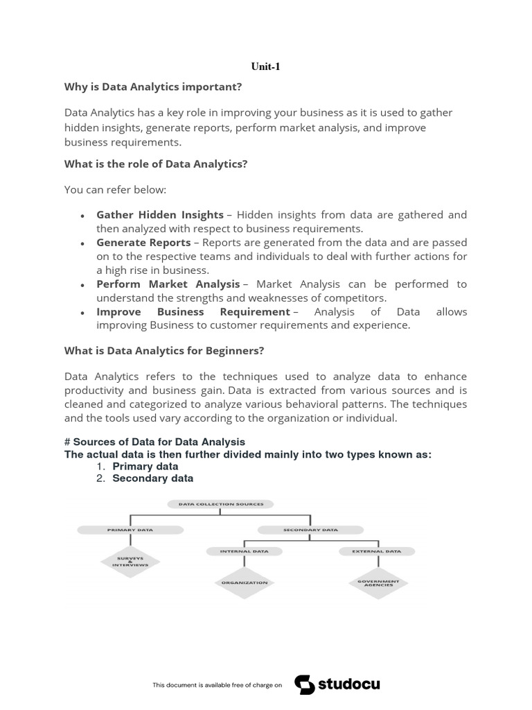 DA KCS051 Unit 1 | PDF | Data Analysis | Big Data