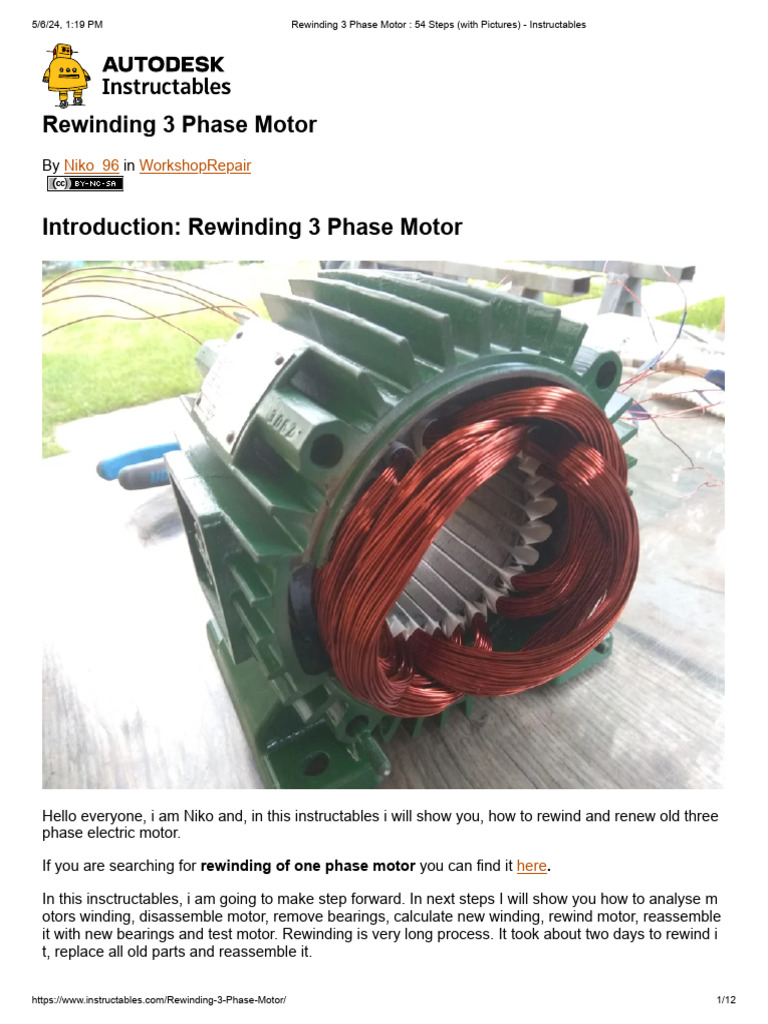 Rewinding a 3 Phase Motor Guide | PDF | Electric Motor | Machines